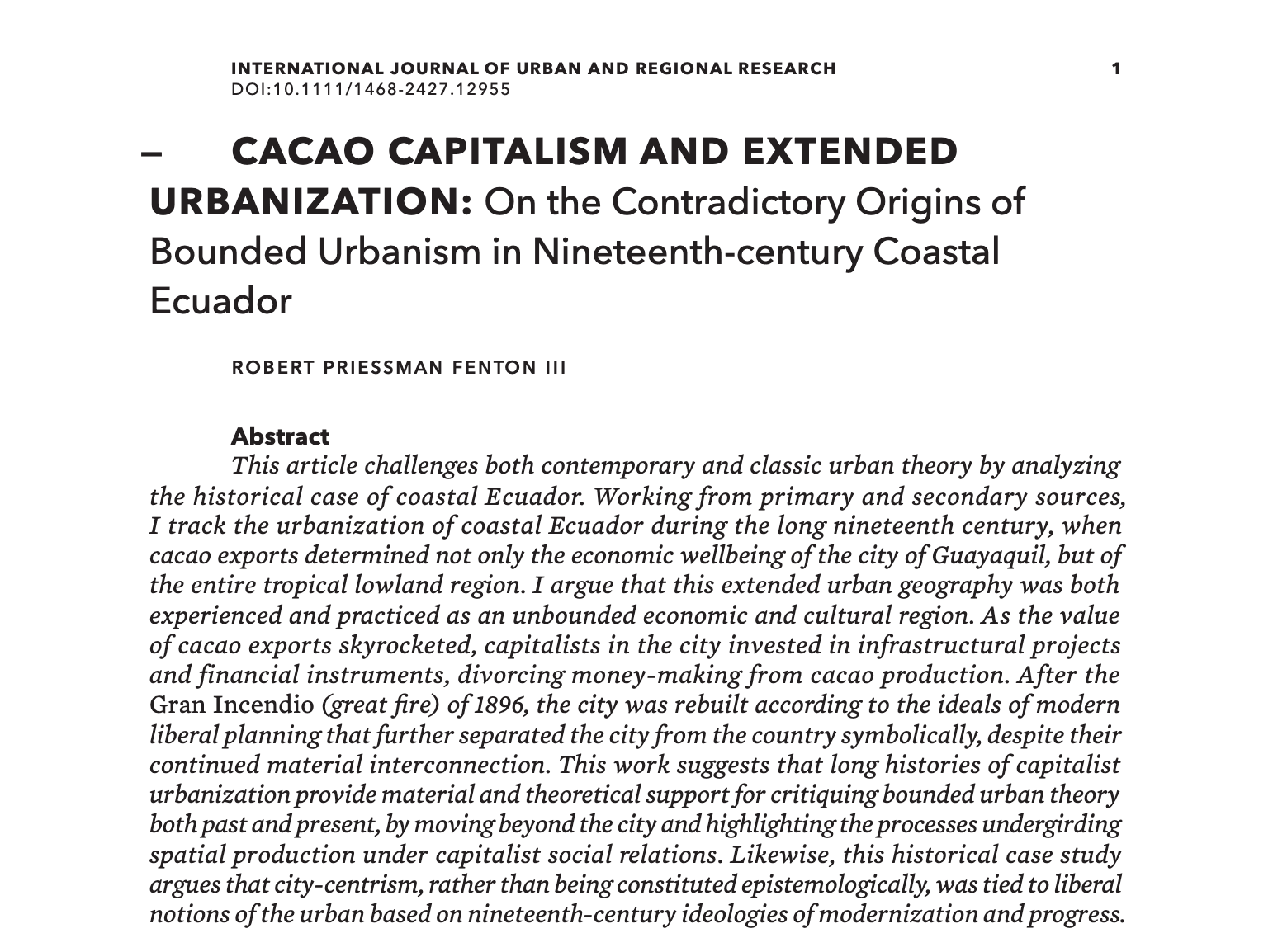 Cacao Capitalism and Extended Urbanization: On the Contradictory ...